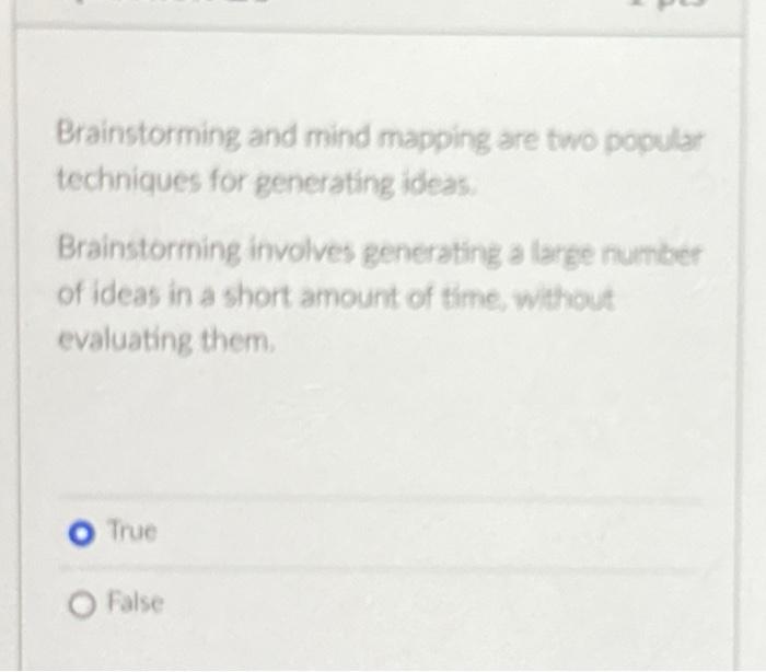 Solved Brainstorming and mind mapping are two popular | Chegg.com