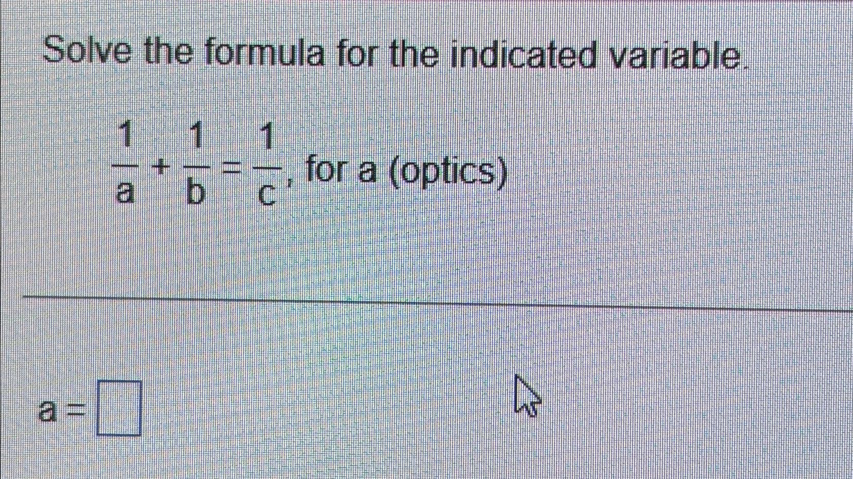 Solved Solve the formula for the indicated | Chegg.com