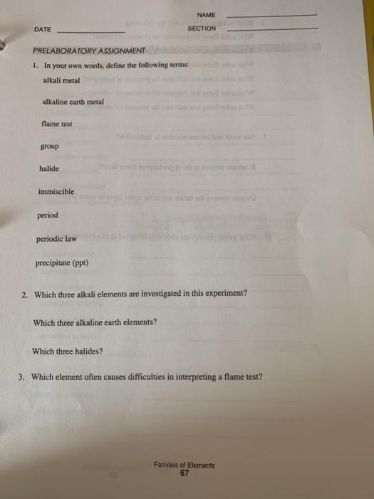 Solved NAME DATE SECTION PRELABORATORY ASSIGNMENT 1. In your | Chegg.com Solved NAME DATE SECTION PRELABORATORY ASSIGNMENT 1. In your | Chegg.com