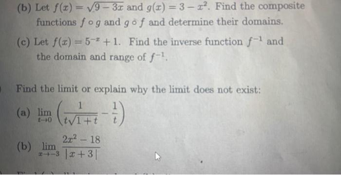 Solved (b) Let f(x)=9−3x and g(x)=3−x2. Find the composite | Chegg.com