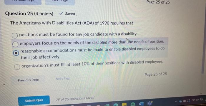 Solved The Americans with Disabilities Act (ADA) of 1990 | Chegg.com
