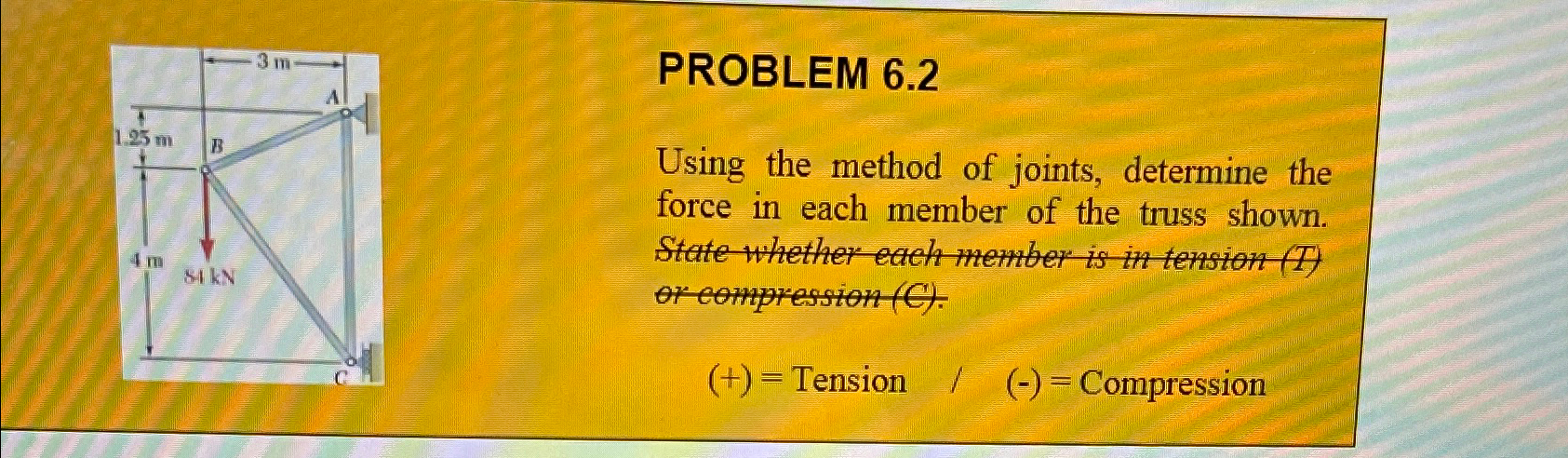 Solved PROBLEM 6.2Using the method of joints, determine the | Chegg.com Solved PROBLEM 6.2Using the method of joints, determine the | Chegg.com