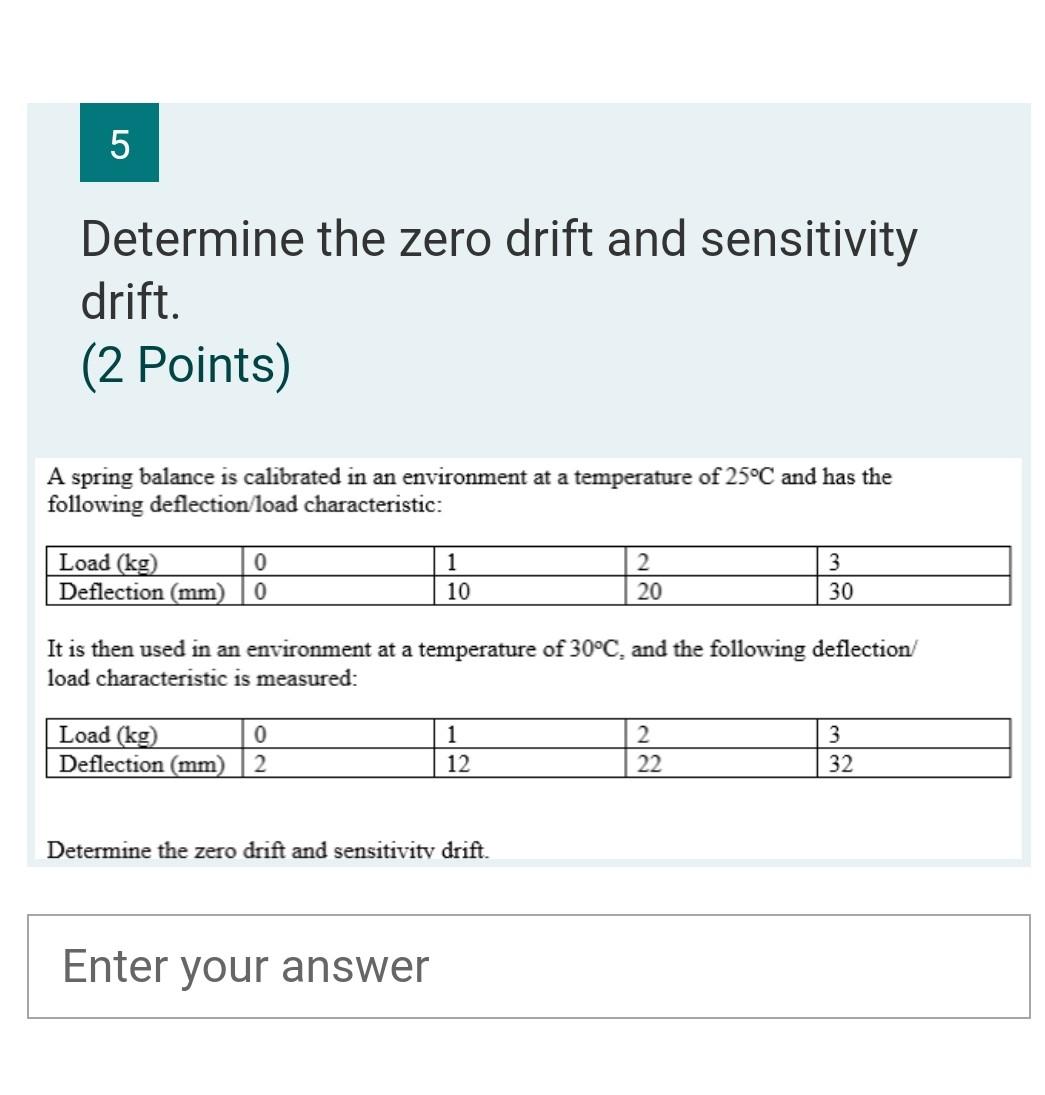 Solved 5 Determine the zero drift and sensitivity drift. (2 | Chegg.com