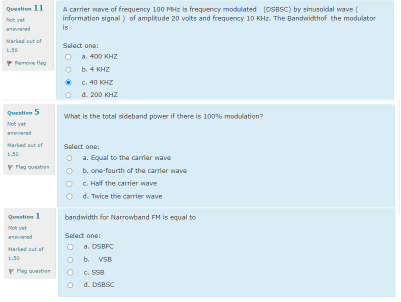 Solved What is the total sideband power if there is 100% | Chegg.com