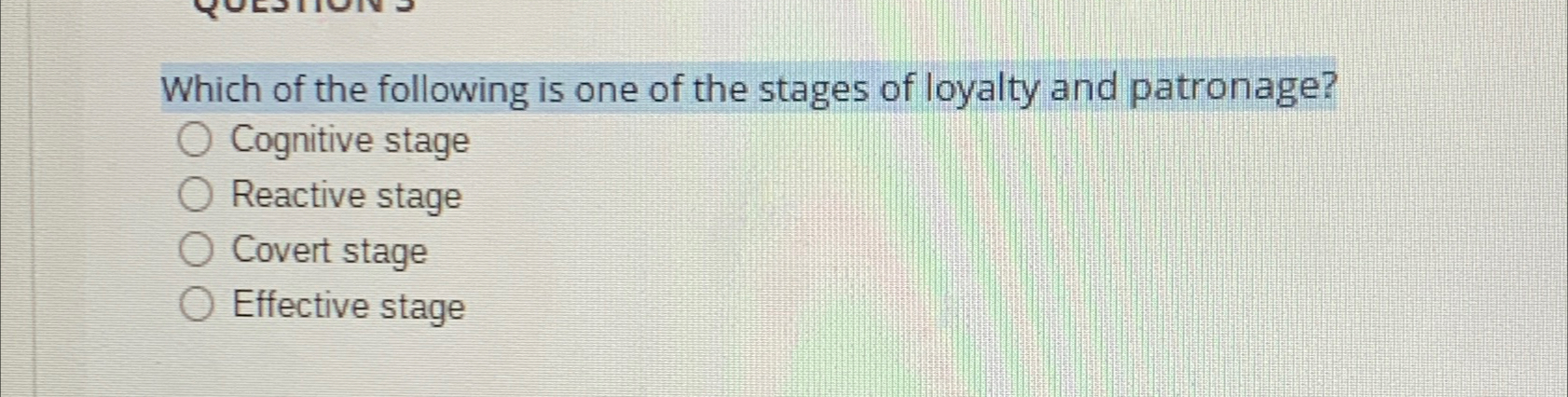 Solved Which of the following is one of the stages of | Chegg.com