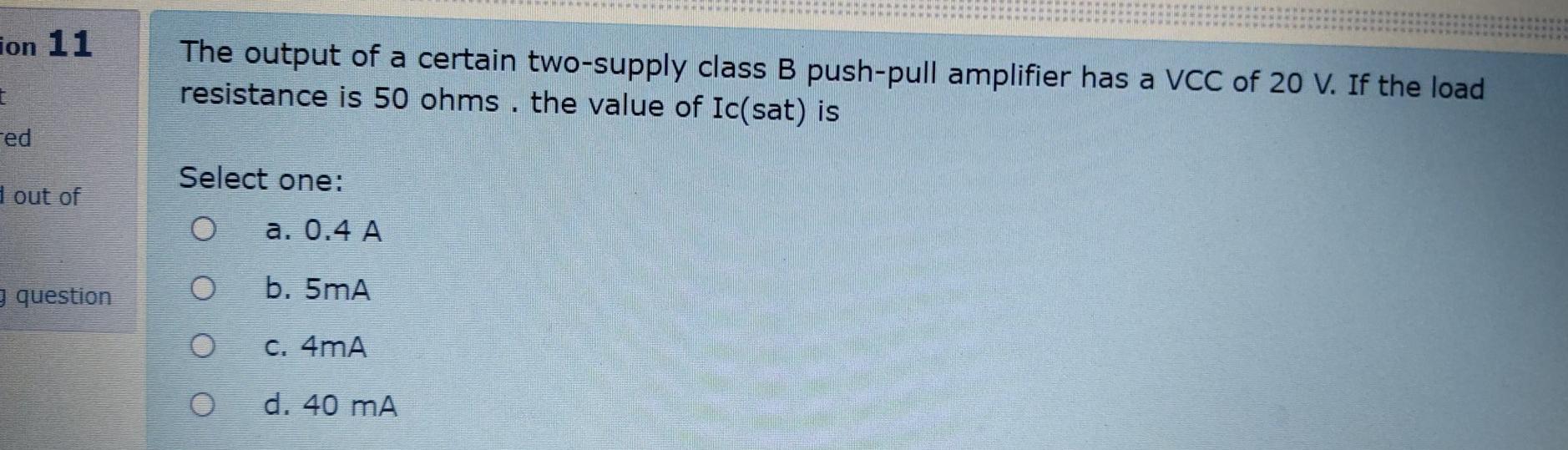 Solved ion 11 The output of a certain two-supply class B | Chegg.com