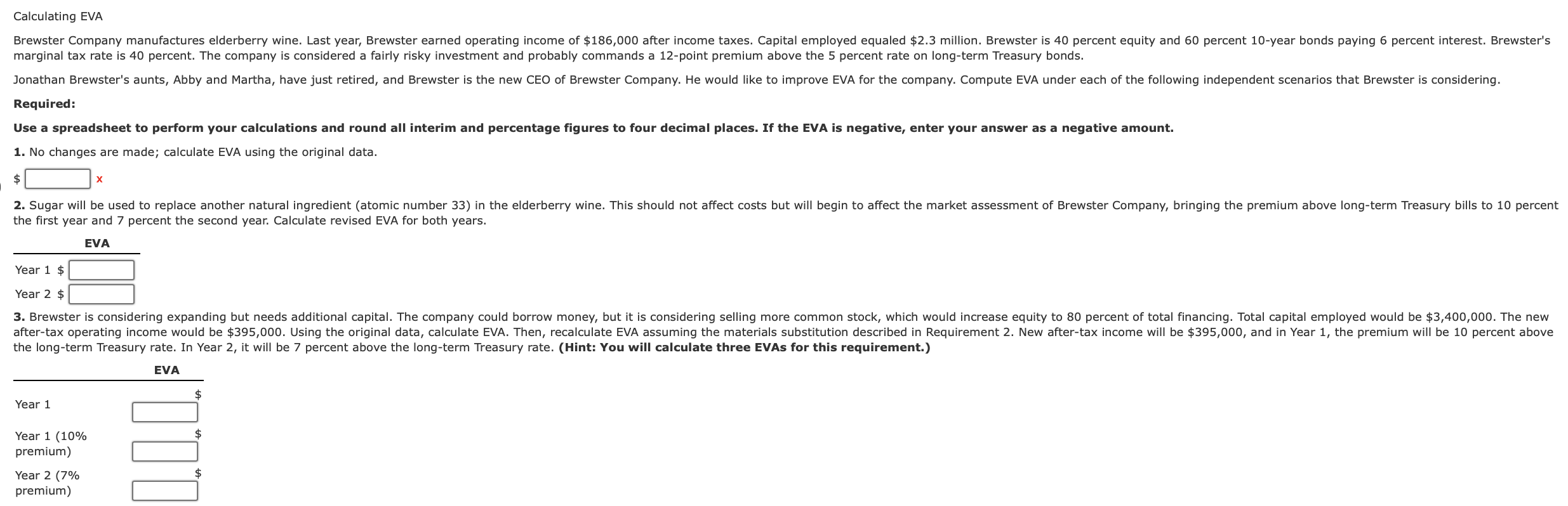 Solved Calculating EVARequired:No changes are made; | Chegg.com