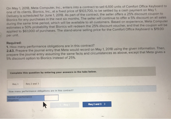 Solved On May 1, 2018, Meta Computer, Inc., enters into a | Chegg.com
