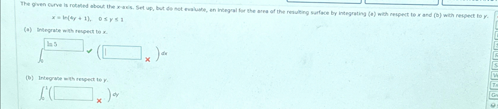 Solved The given curve is rotated about the x-axis. Set up, | Chegg.com
