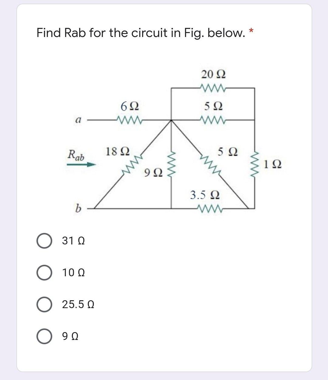 Solved Find Rab for the circuit in Fig. below. * 20 Ω WW 6Ω | Chegg.com