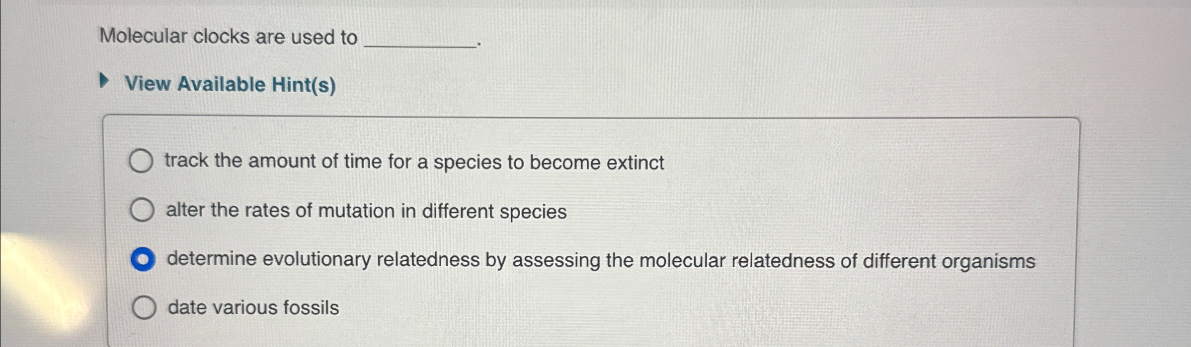 Solved Molecular clocks are used toView Available | Chegg.com