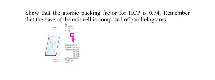 Solved Show that the atomic packing factor for HCP is 0.74. | Chegg.com