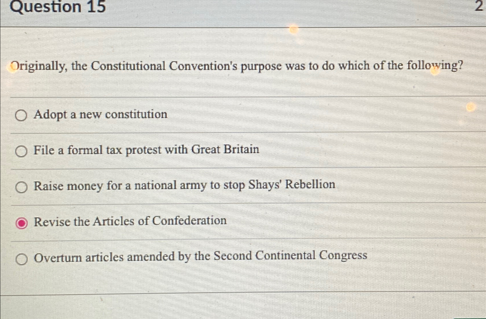 Solved Question 15Originally, the Constitutional | Chegg.com