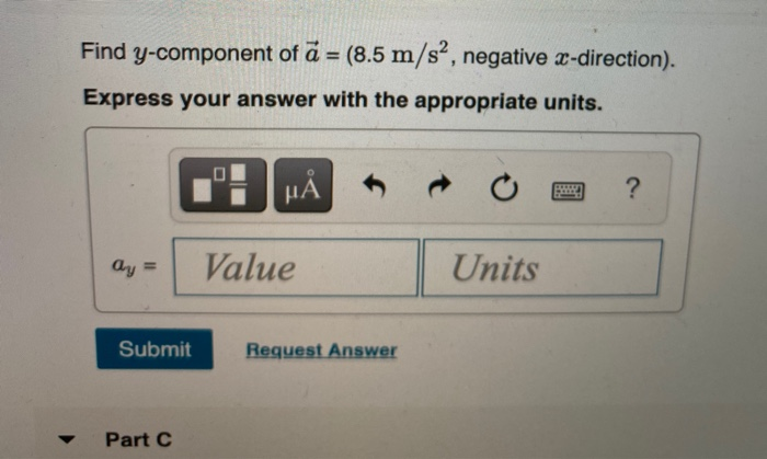 Solved Part A Find 2-component of a = (8.5 m/s², negative | Chegg.com