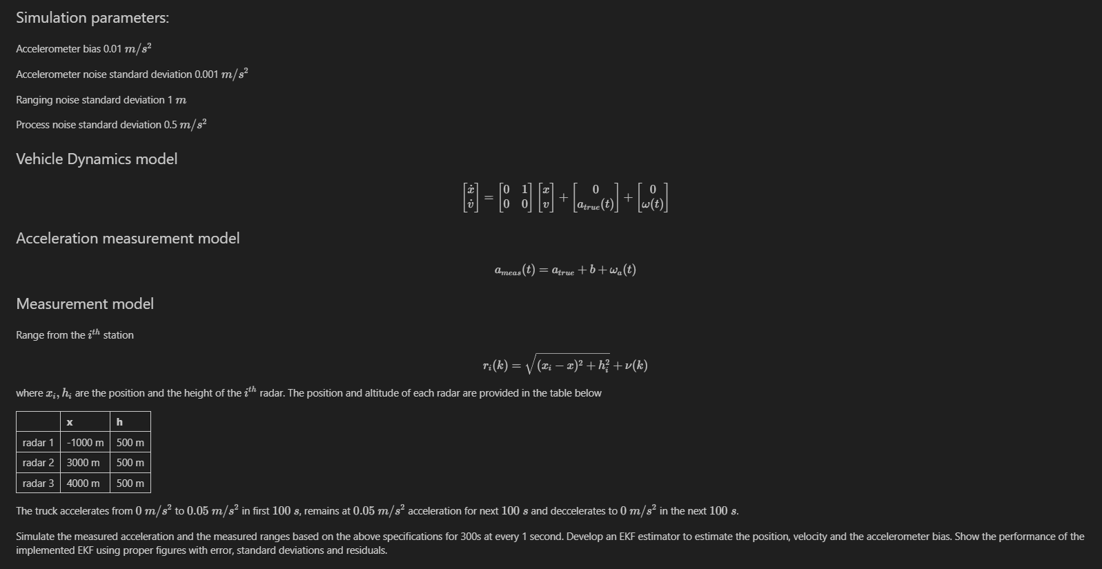 Simulation parameters:Accelerometer bias | Chegg.com
