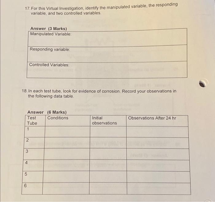 17. For this Virtual Investigation, identify the | Chegg.com