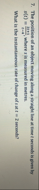 Solved The position of an object moving along a straight | Chegg.com