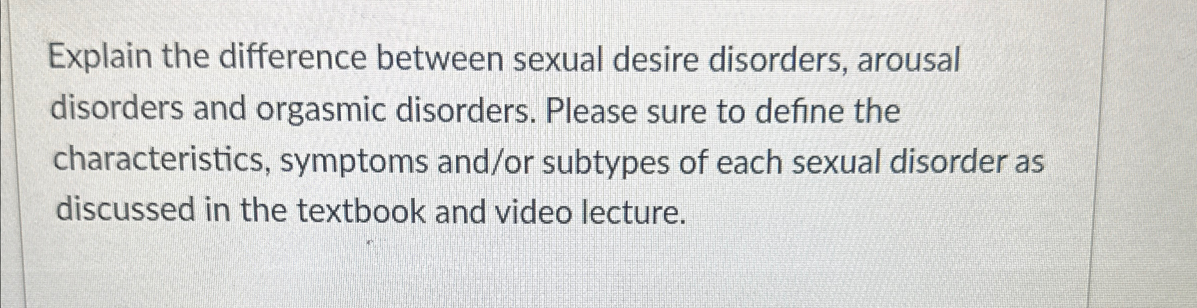 Solved Explain the difference between sexual desire | Chegg.com