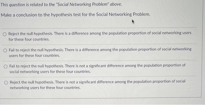 Solved Social Networking Problem A survey of adults in | Chegg.com
