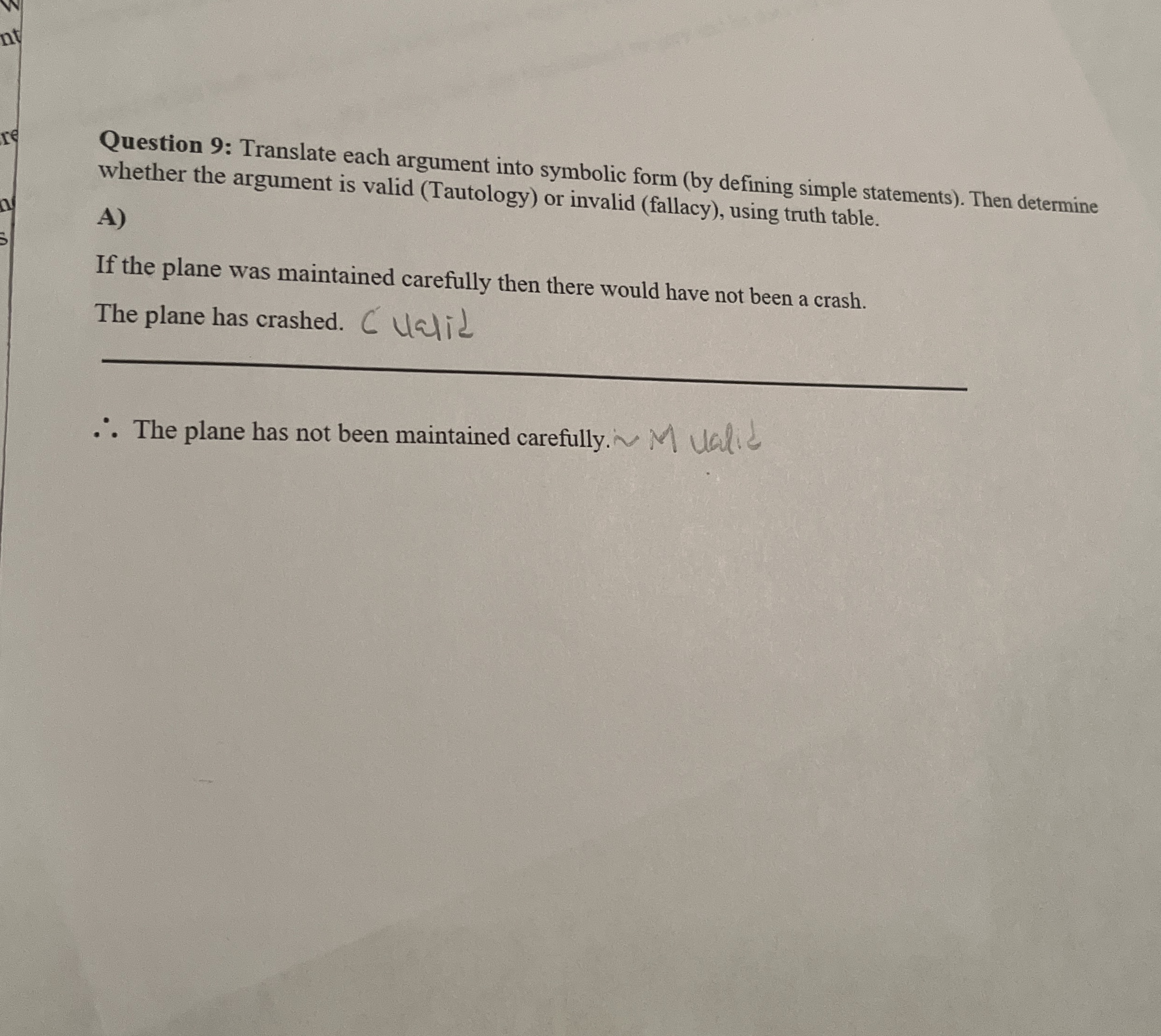Solved Question 9: Translate each argument into symbolic | Chegg.com