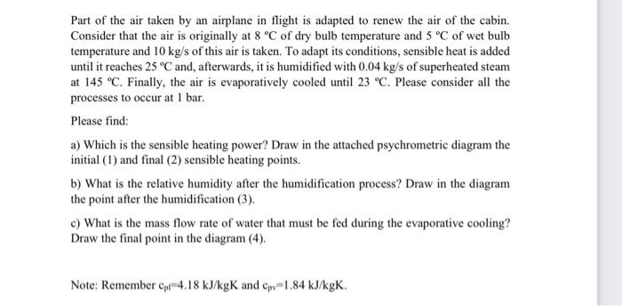 Solved Part of the air taken by an airplane in flight is | Chegg.com