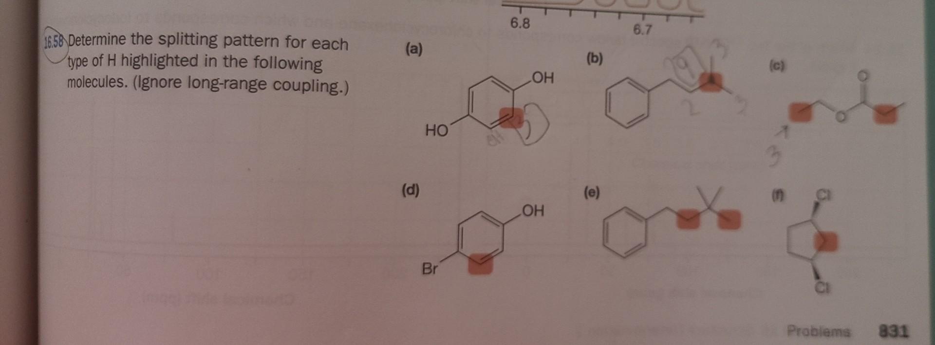 Solved 16580 Determine the splitting pattern for each type | Chegg.com
