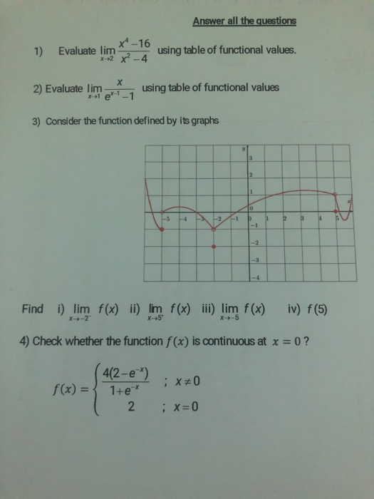 Solved Answer all the questions 1) X4 -16 Evaluate lim 2 x² | Chegg.com