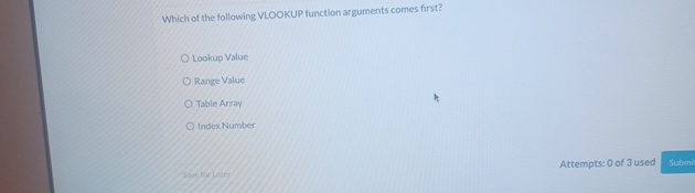 Solved Which of the following VLOOKUP function arguments | Chegg.com