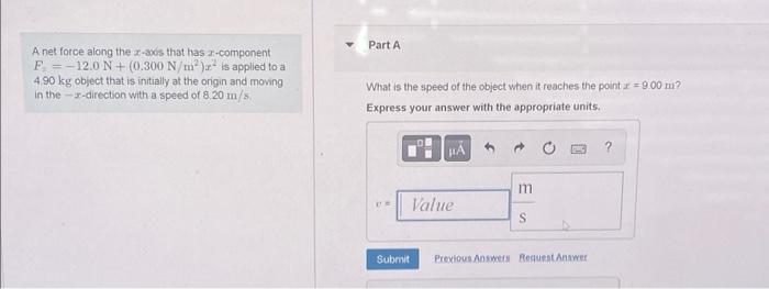 Solved A net force along the x-wos that has x-component Part | Chegg.com