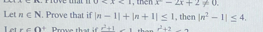 Solved Let ninN. Prove that if |n-1|+|n+1|≤1, ﻿then | Chegg.com