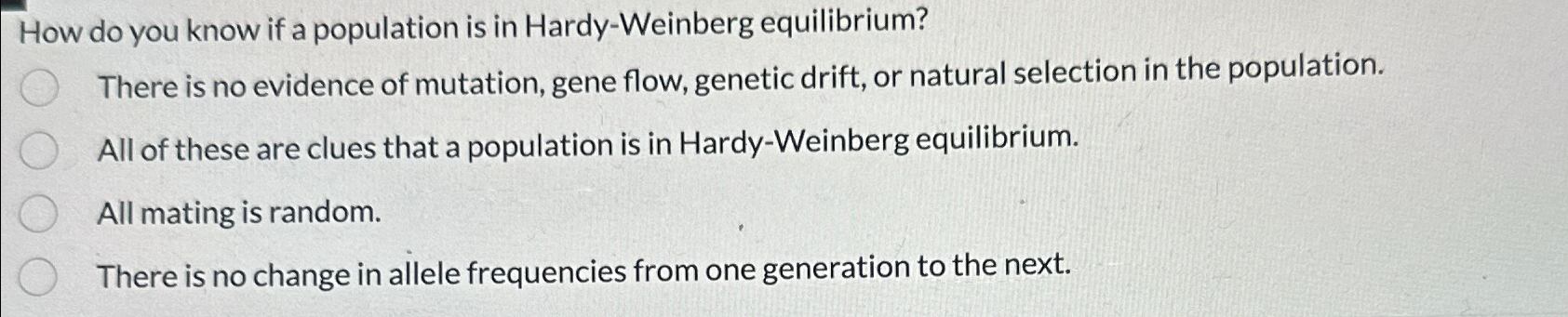 Solved How do you know if a population is in Hardy-Weinberg | Chegg.com