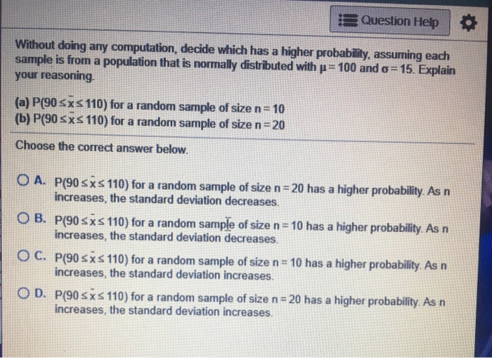 Solved Question Help Without doing any computation, decide | Chegg.com