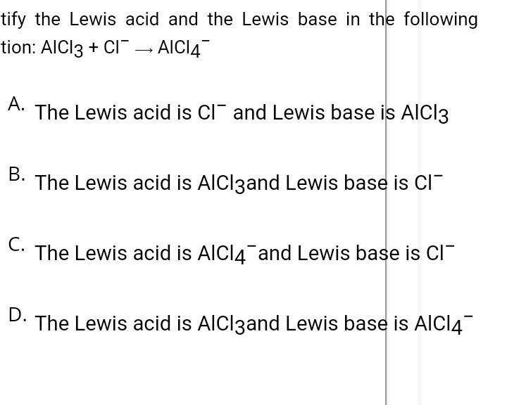 Solved tify the Lewis acid and the Lewis base in the | Chegg.com