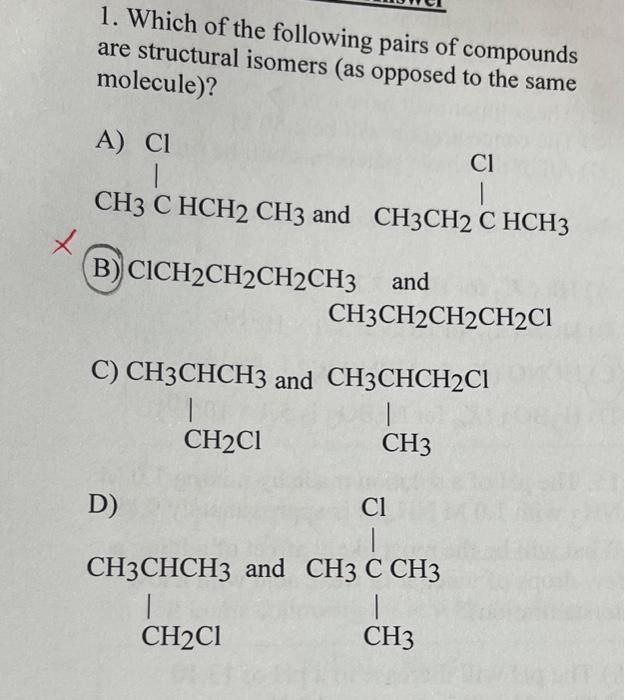 Solved 1. Which of the following pairs of compounds are | Chegg.com
