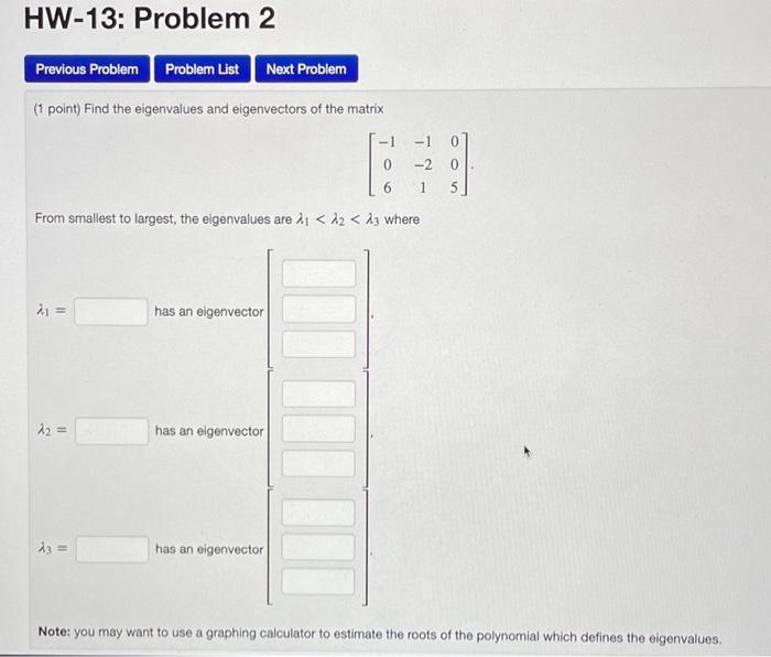 Solved HW-13: Problem 2 Previous Problem Problem List Next | Chegg.com
