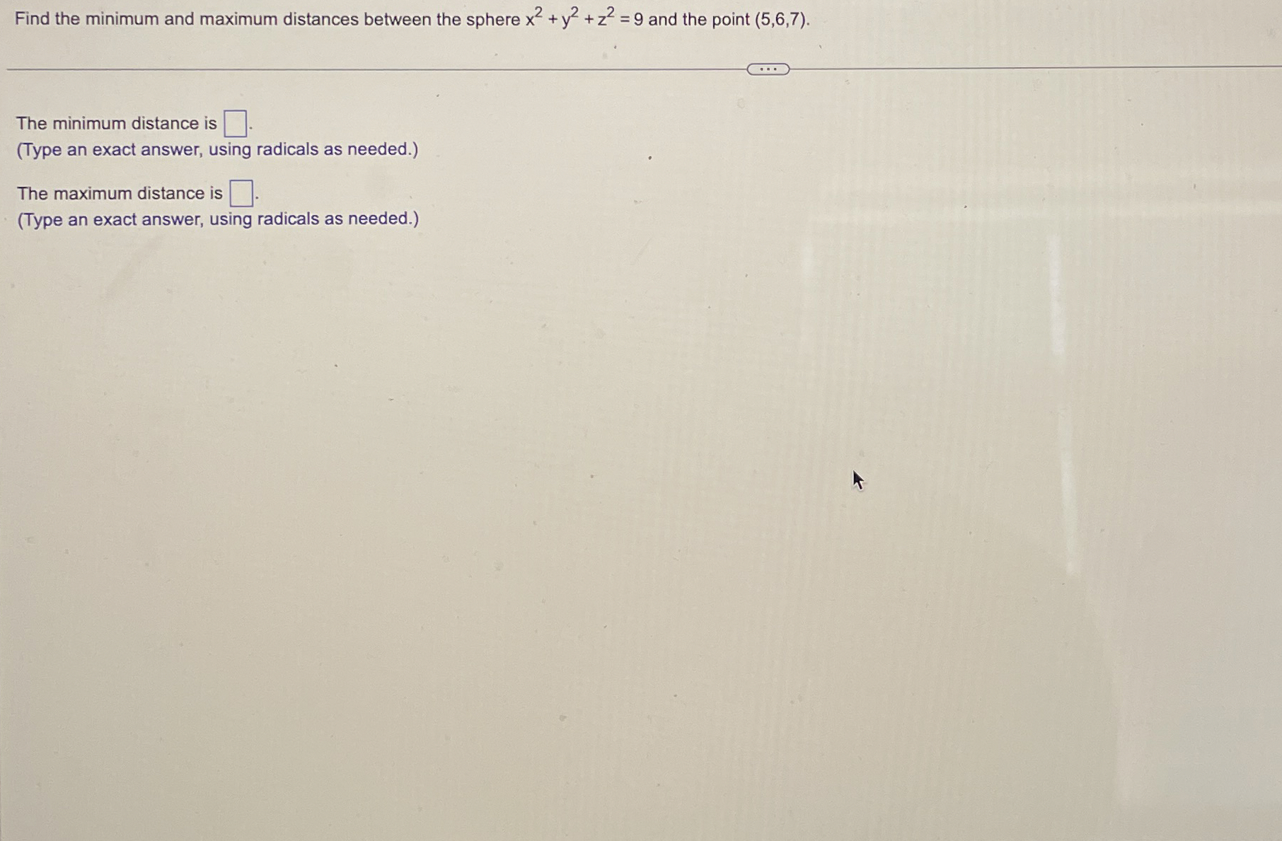 Solved Find the minimum and maximum distances between the | Chegg.com