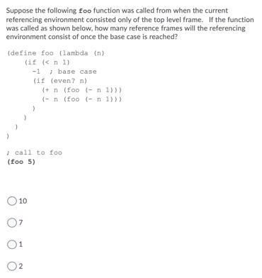 Solved Suppose the following foo function was called from | Chegg.com