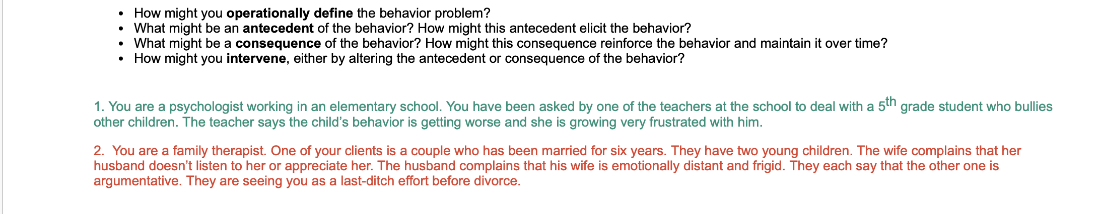 Solved How might you operationally define the behavior | Chegg.com