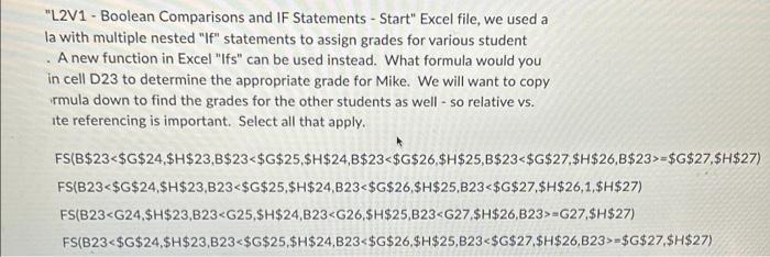 Solved In the "L2V1 - Boolean Comparisons and IF Statements | Chegg.com