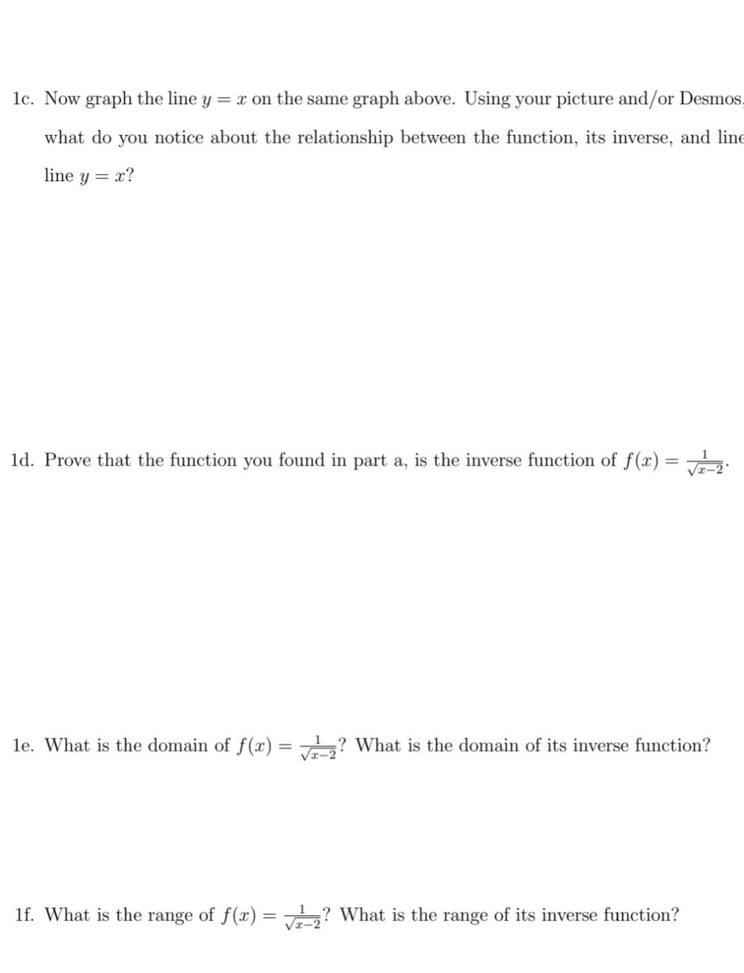Solved Introduction to Inverse Functions Written Assignment | Chegg.com
