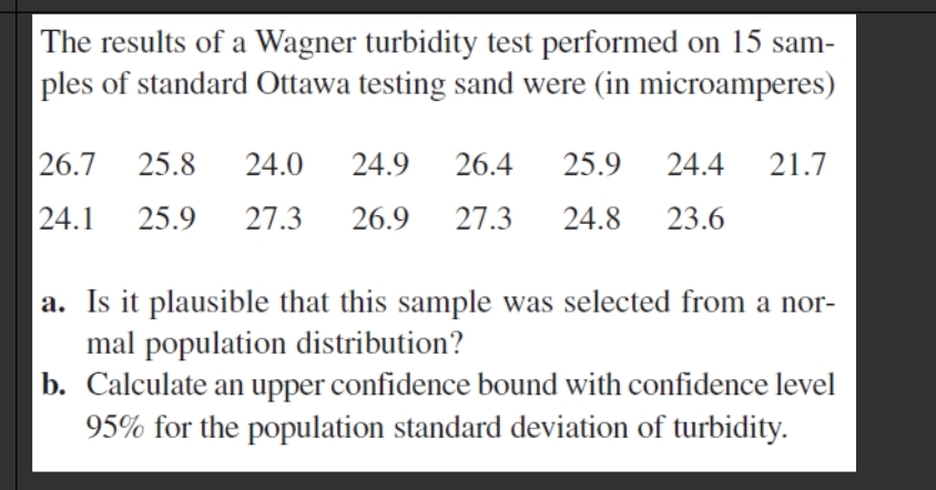 Solved The results of a Wagner turbidity test performed on | Chegg.com
