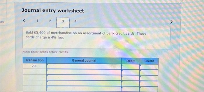 Solved prepare journal entries for the following credit card | Chegg.com