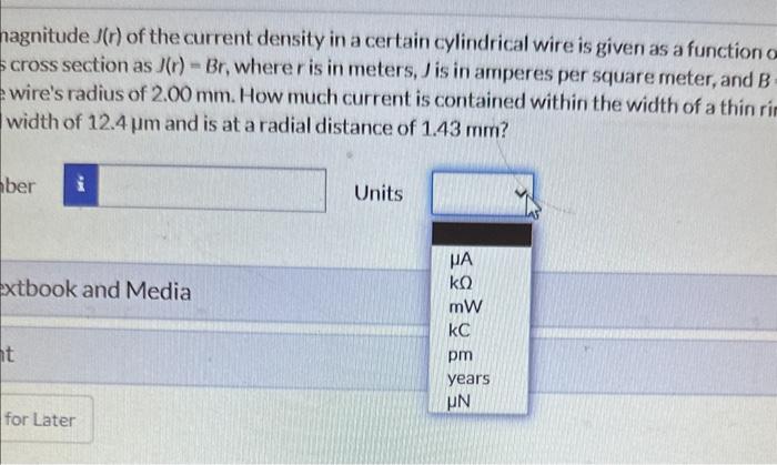 Solved The Magnitude J R Of The Current Density In A
