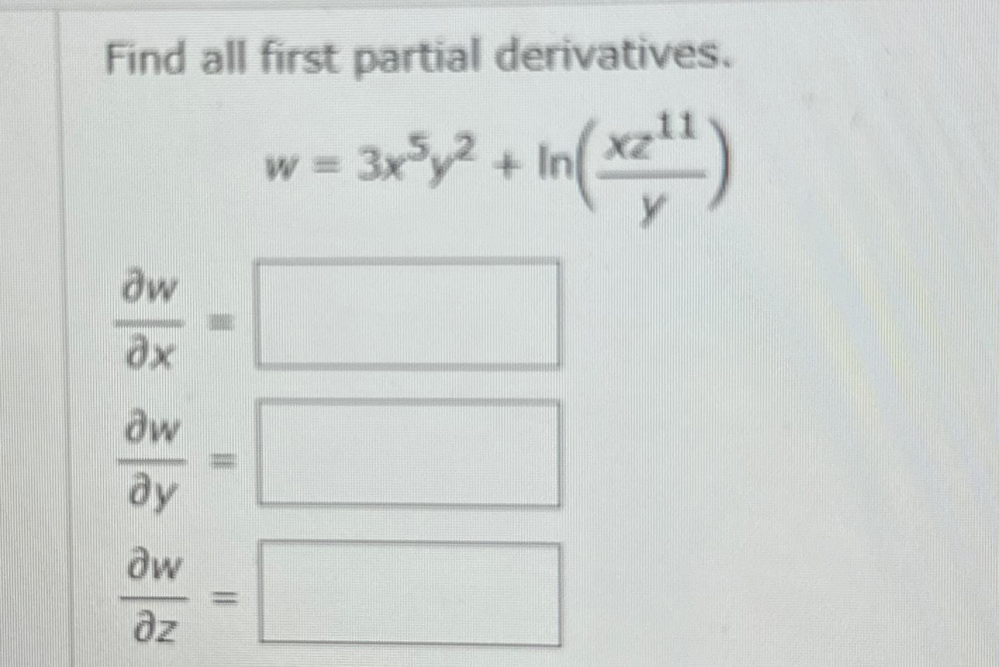 Solved Find all first partial | Chegg.com