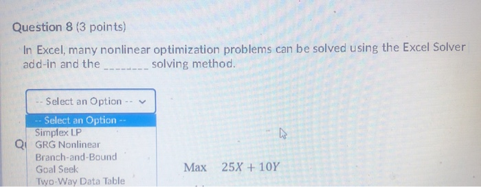 Solved Question 8 (3 points) In Excel, many nonlinear | Chegg.com