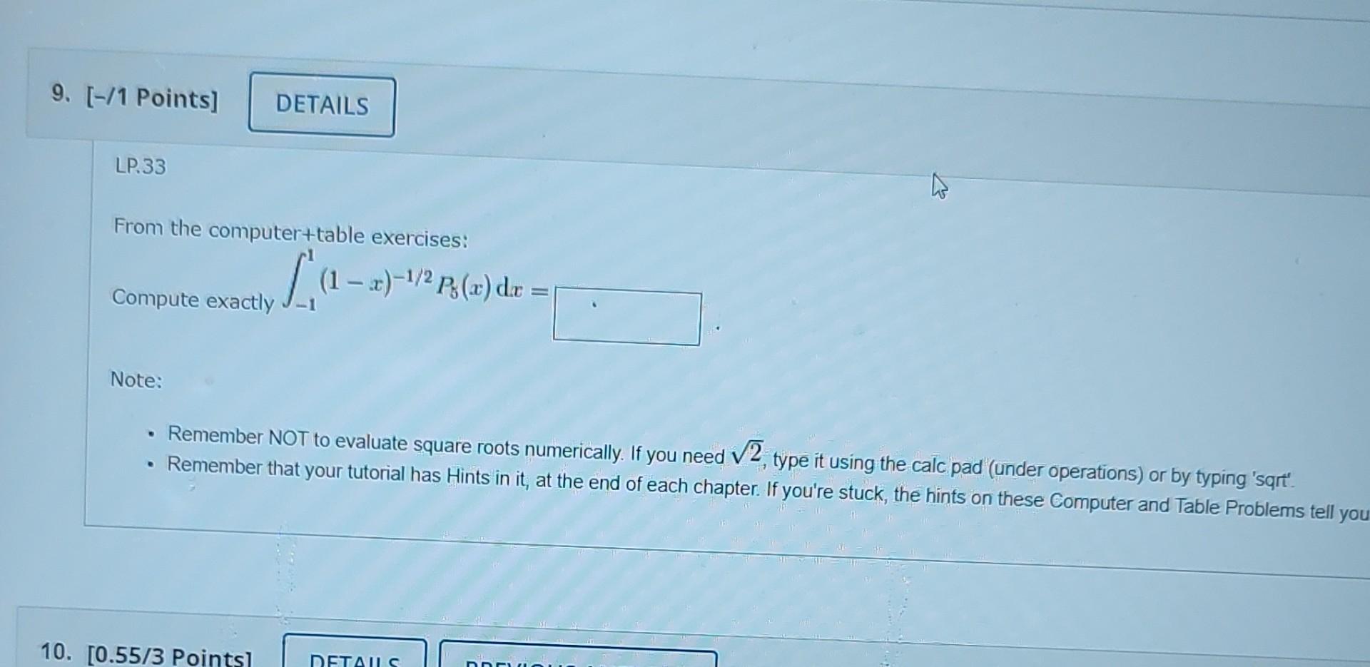 Solved From the computer+table exercises: Compute exactly | Chegg.com