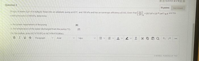 Solved Question 203 Question 2 15 points SA sa kex of water | Chegg.com