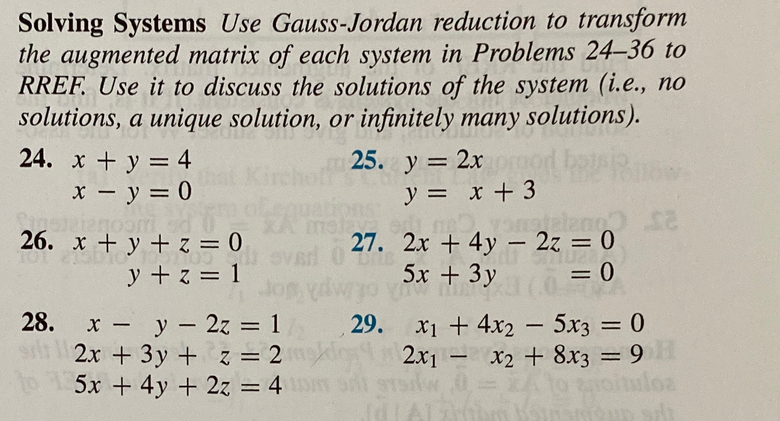 Solved Solving Systems Use Gauss-Jordan reduction to | Chegg.com