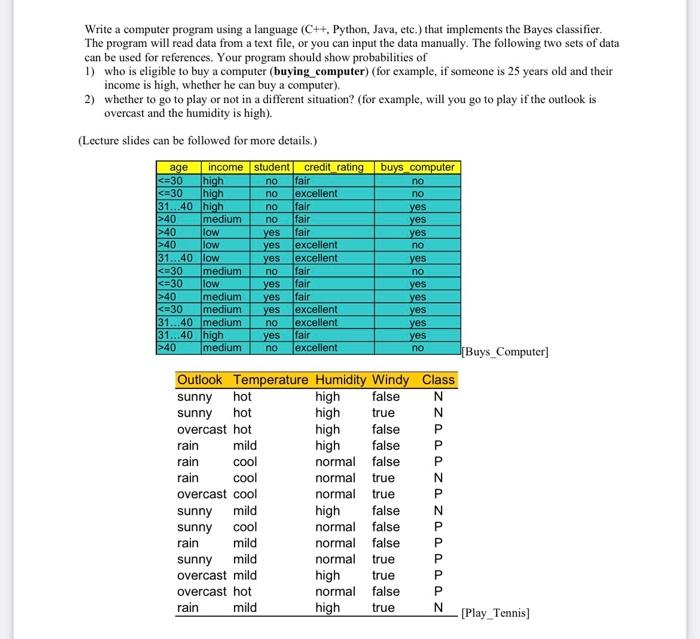 Write a computer program using a language (C++, | Chegg.com