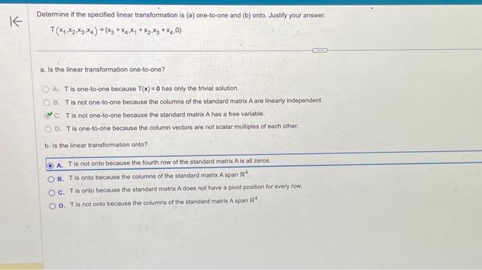 Solved Determine if the specified linear transformation is | Chegg.com